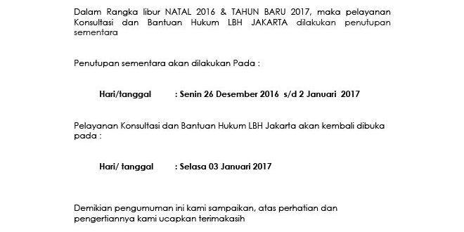 Pengumuman Pelayanan Libur Natal 2016 & Tahun Baru 2017 Pengumuman Pelayanan Libur Natal 2016 & Tahun Baru 2017
